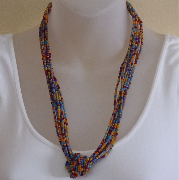 Jewelry | Multi Colored Seed Bead Statement Necklace | Poshmark